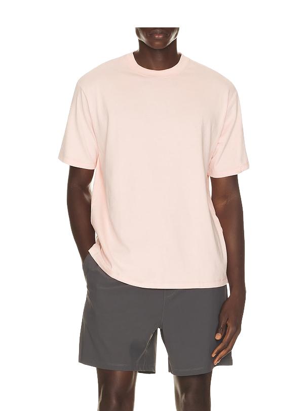 BEYOND YOGA beyond yoga softknit cotton tee in pink.
